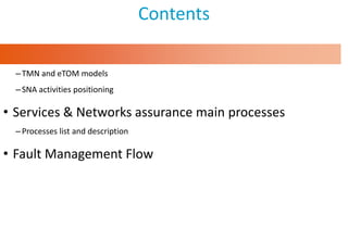 Introduction of Service Assurance Domain | PDF