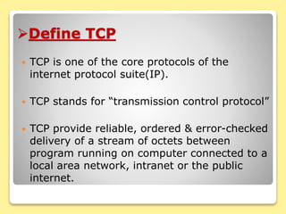 Introduction of tcp, ip & udp | PPT