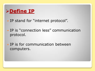 Introduction of tcp, ip & udp | PPT
