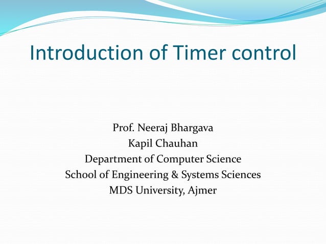 Introduction of timer control | PPTX