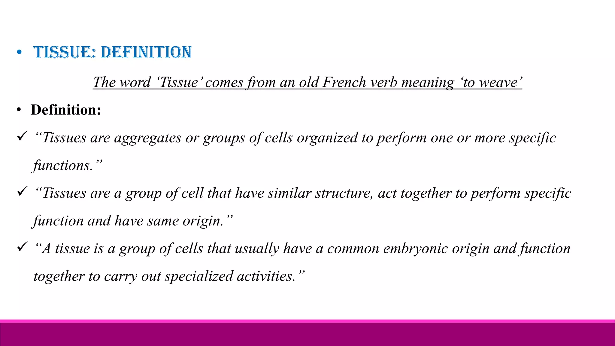 Introduction of tissue - Epithelial tissue | PDF