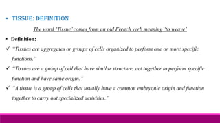 Introduction of tissue - Epithelial tissue | PDF