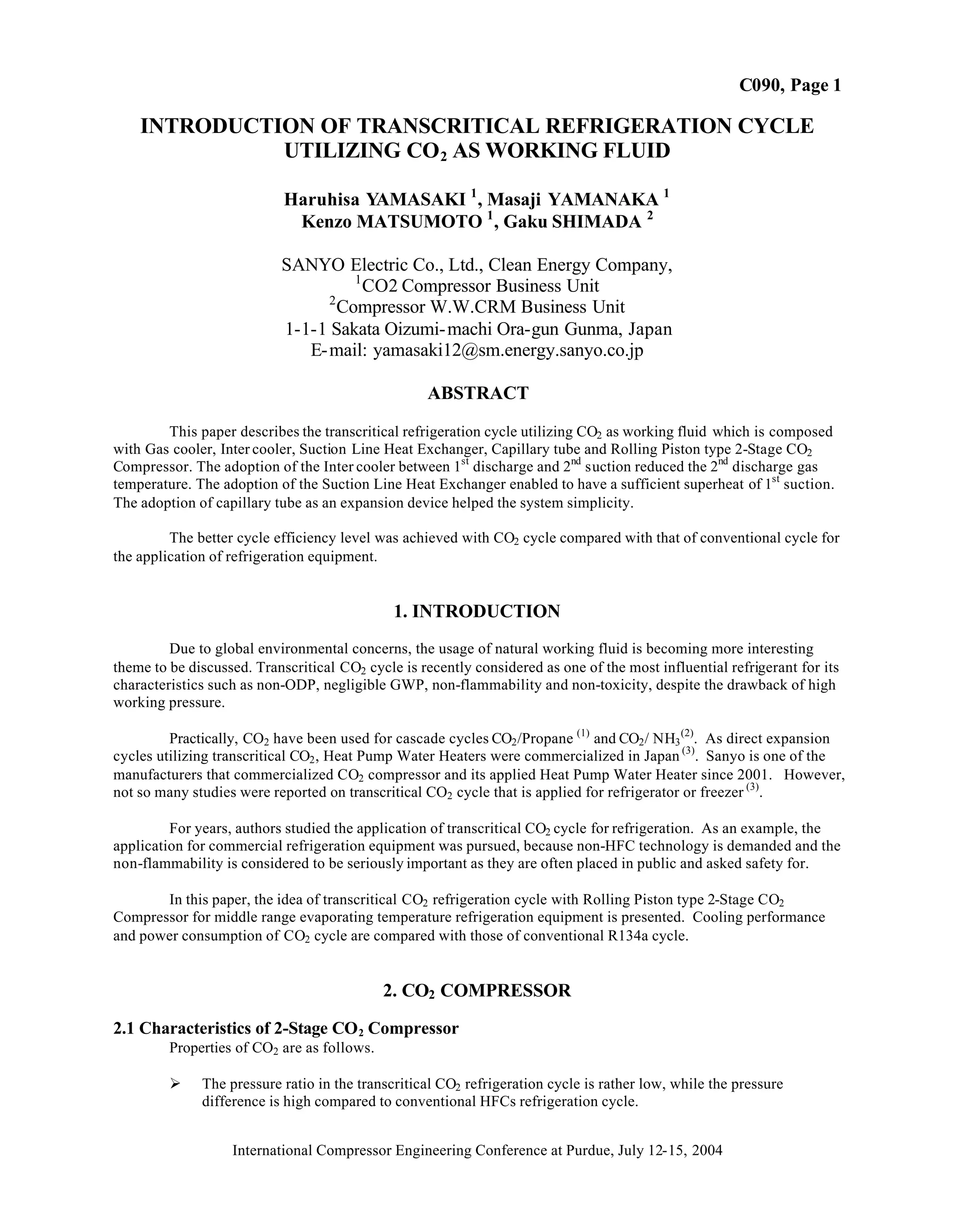 Introduction Of Transcritical Refrigeration Cycle Utilizing Co2 A Pdf