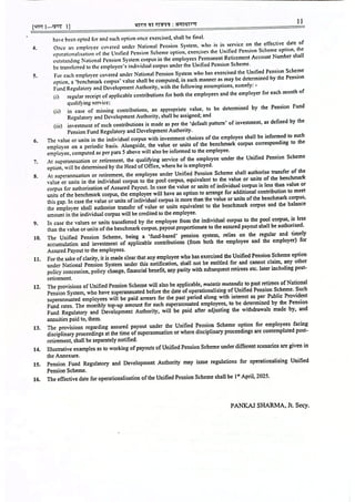 Introduction of Unified Pension Scheme as an option under the National ...