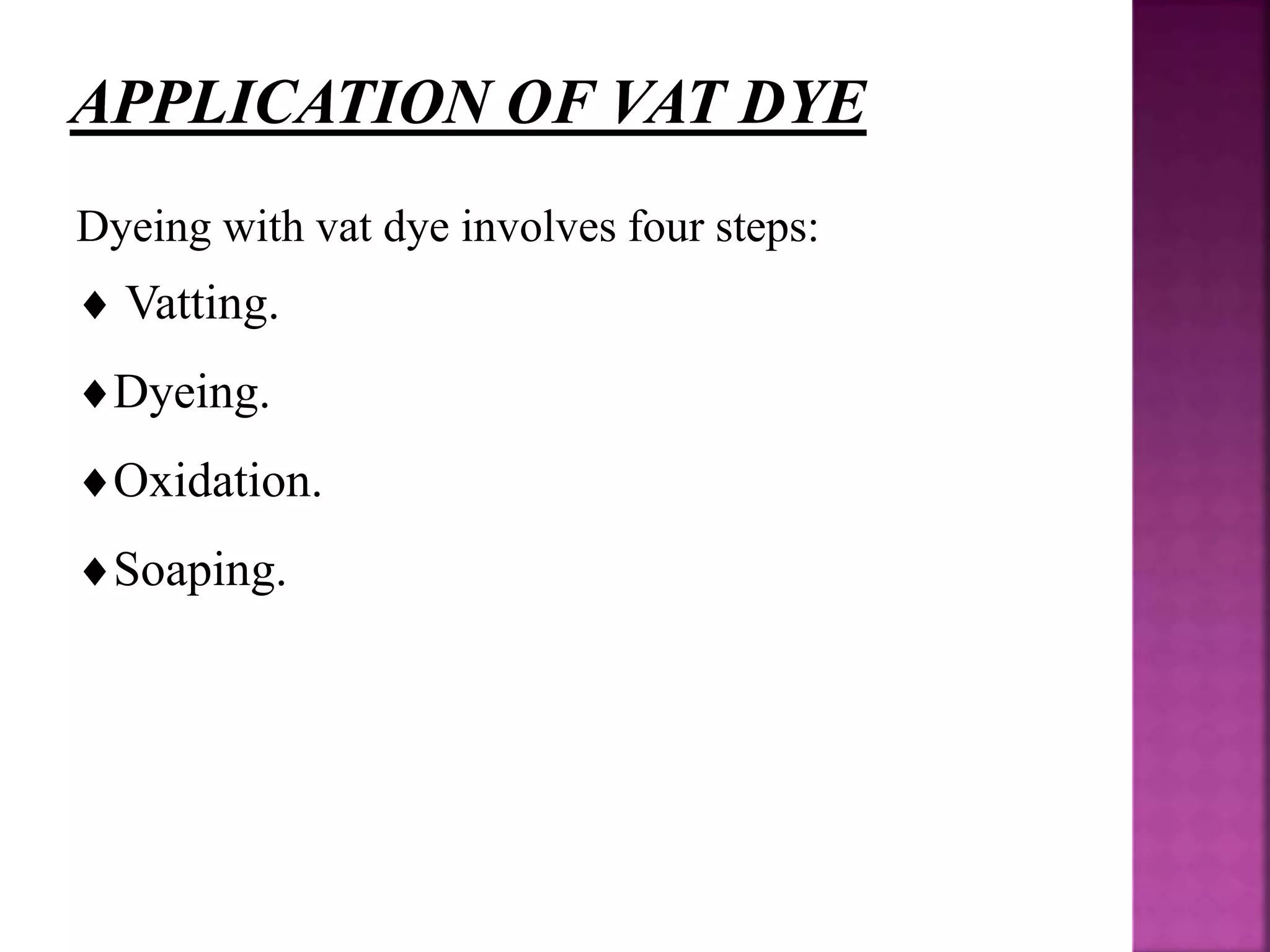 Introduction of vat dye /Some knowledge for Vat dyes. | PPTX