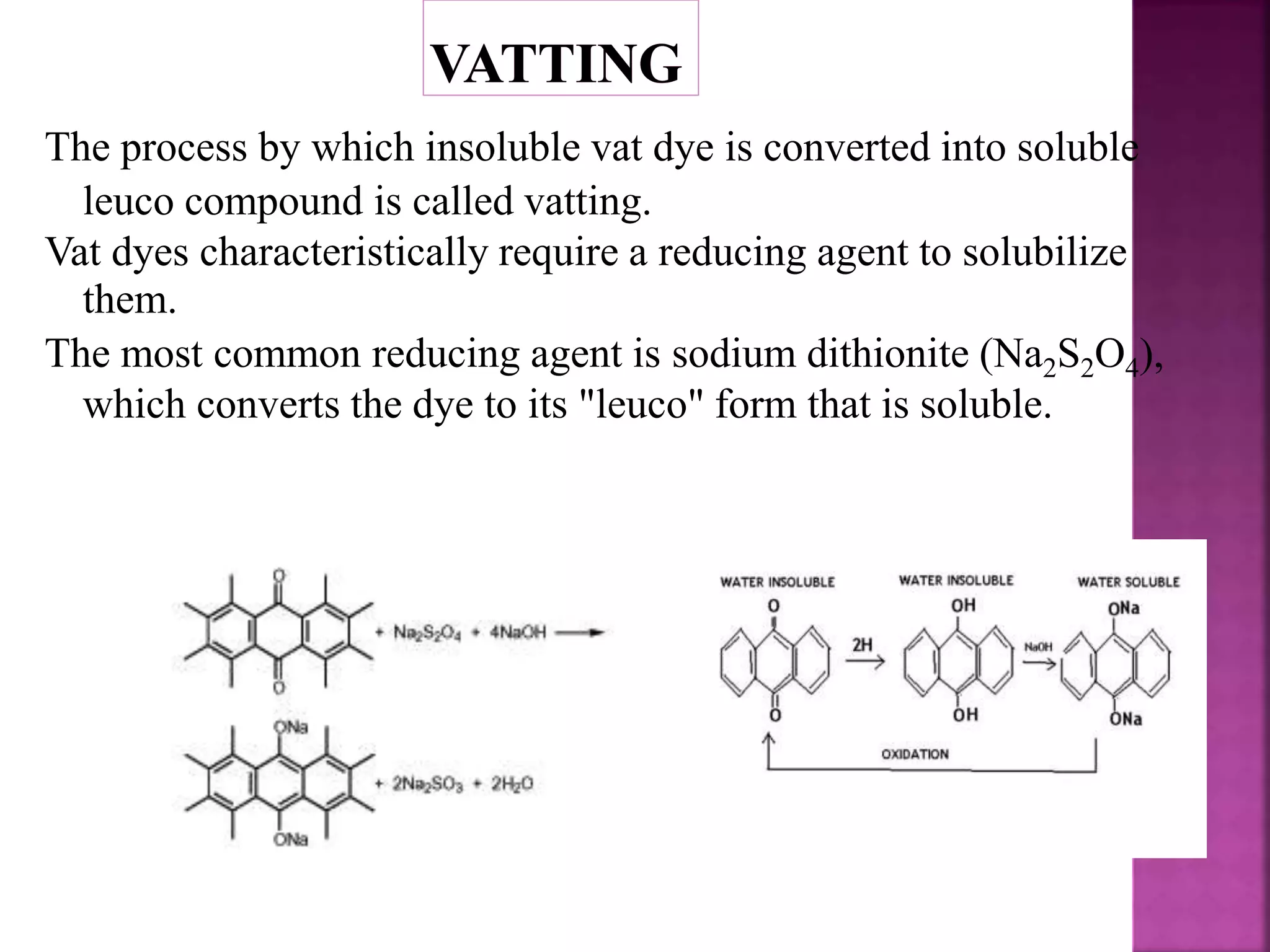 Introduction of vat dye /Some knowledge for Vat dyes. | PPTX