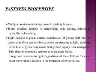 Introduction of vat dye /Some knowledge for Vat dyes. | PPTX