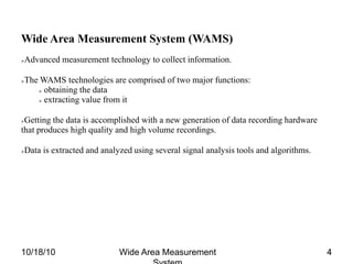 Introduction of wide area mesurement syatem | PPTX