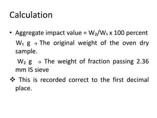 Introduction on aggregate impact testing machine ppt | PPTX