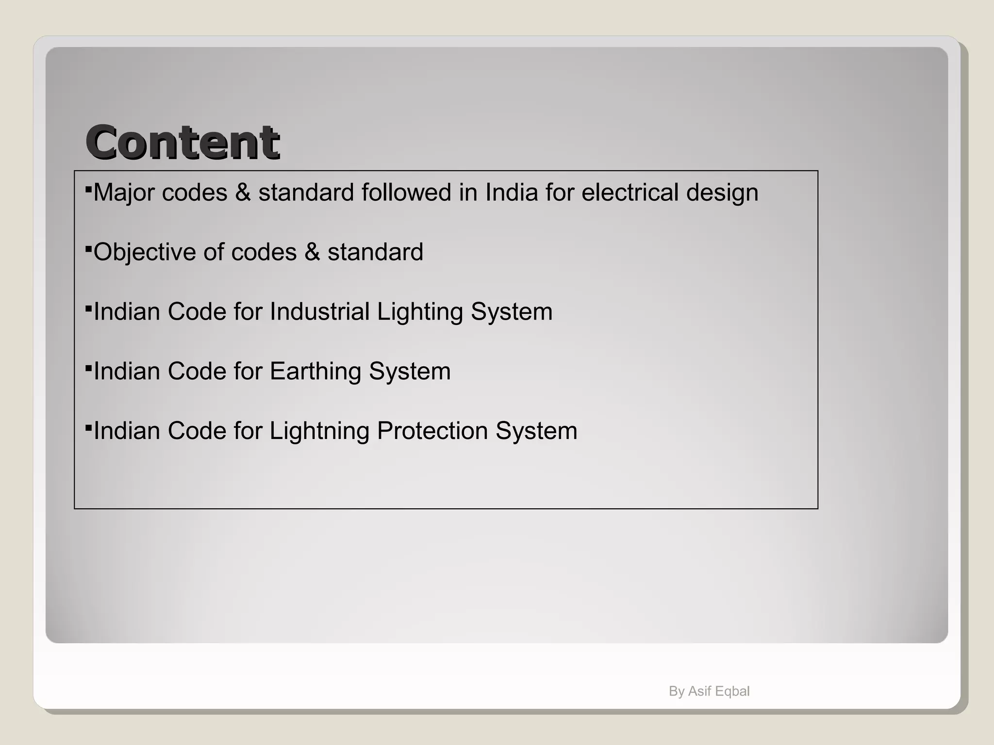 Introduction on indian codes as applied in electrical design | PPT
