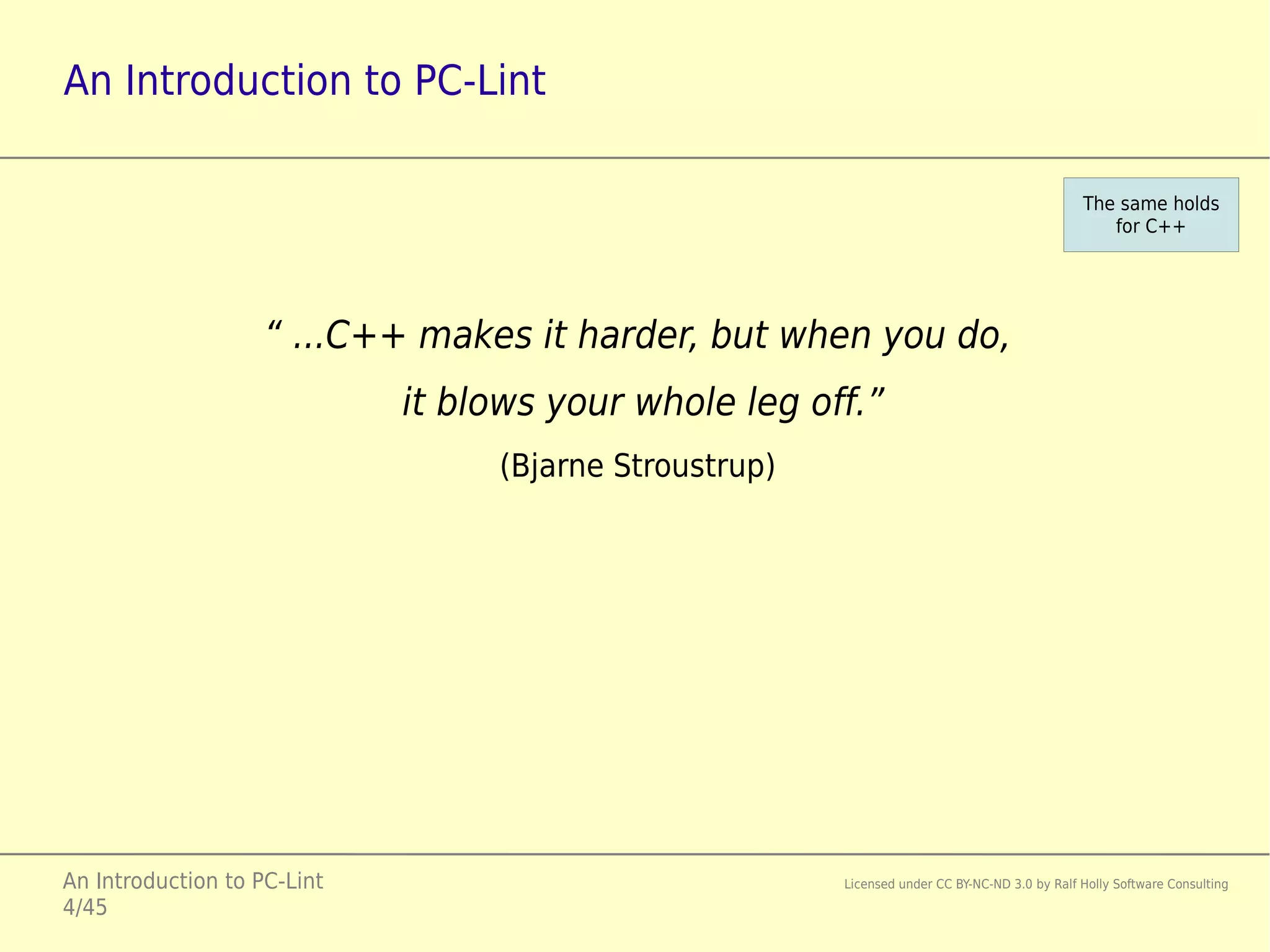 An Introduction to PC-Lint | ODP