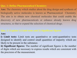 Comprehensive Introduction to Pharmaceutical Chemistry and Limit Tests ...