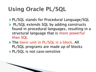 Introduction to Procedural Language and SQL | PPTX