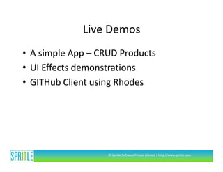 Introduction to Rhodes - By Surendran - Spritle software | PDF