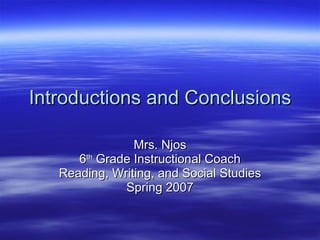 Introductions And Conclusions | PPT