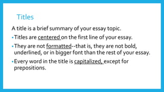 Introductions, Conclusions, and Titles | PPT