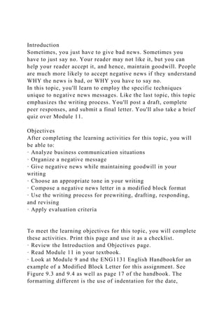 IntroductionSometimes, you just have to give bad news. Sometimes.docx ...