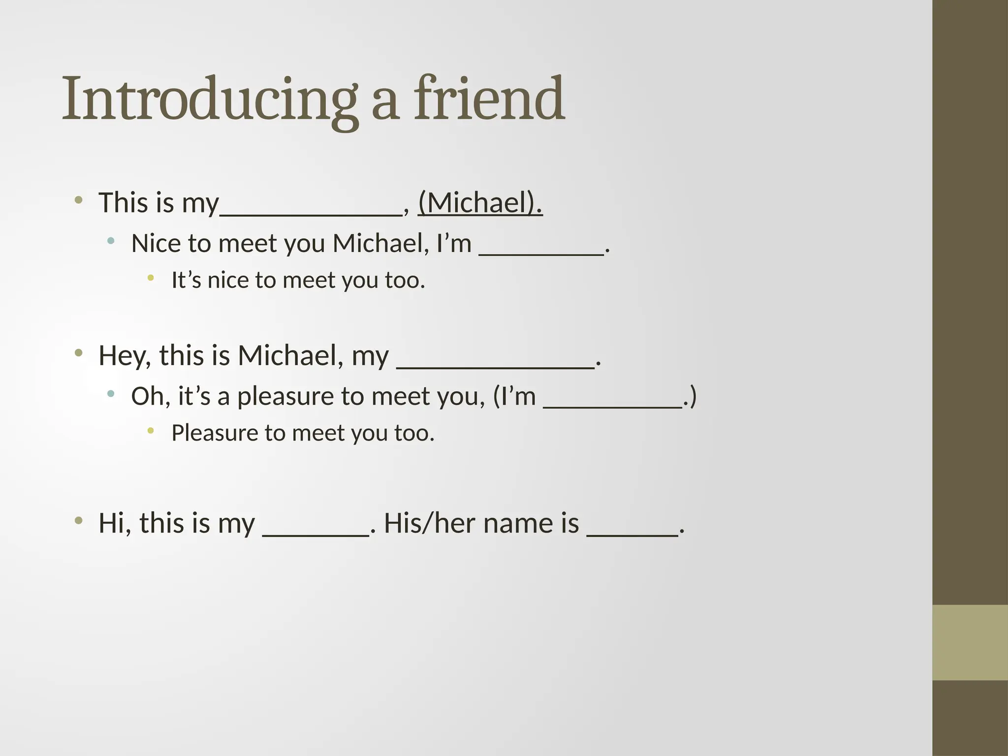 Introductions Presentation PowerPoint presentation for esl | PPTX