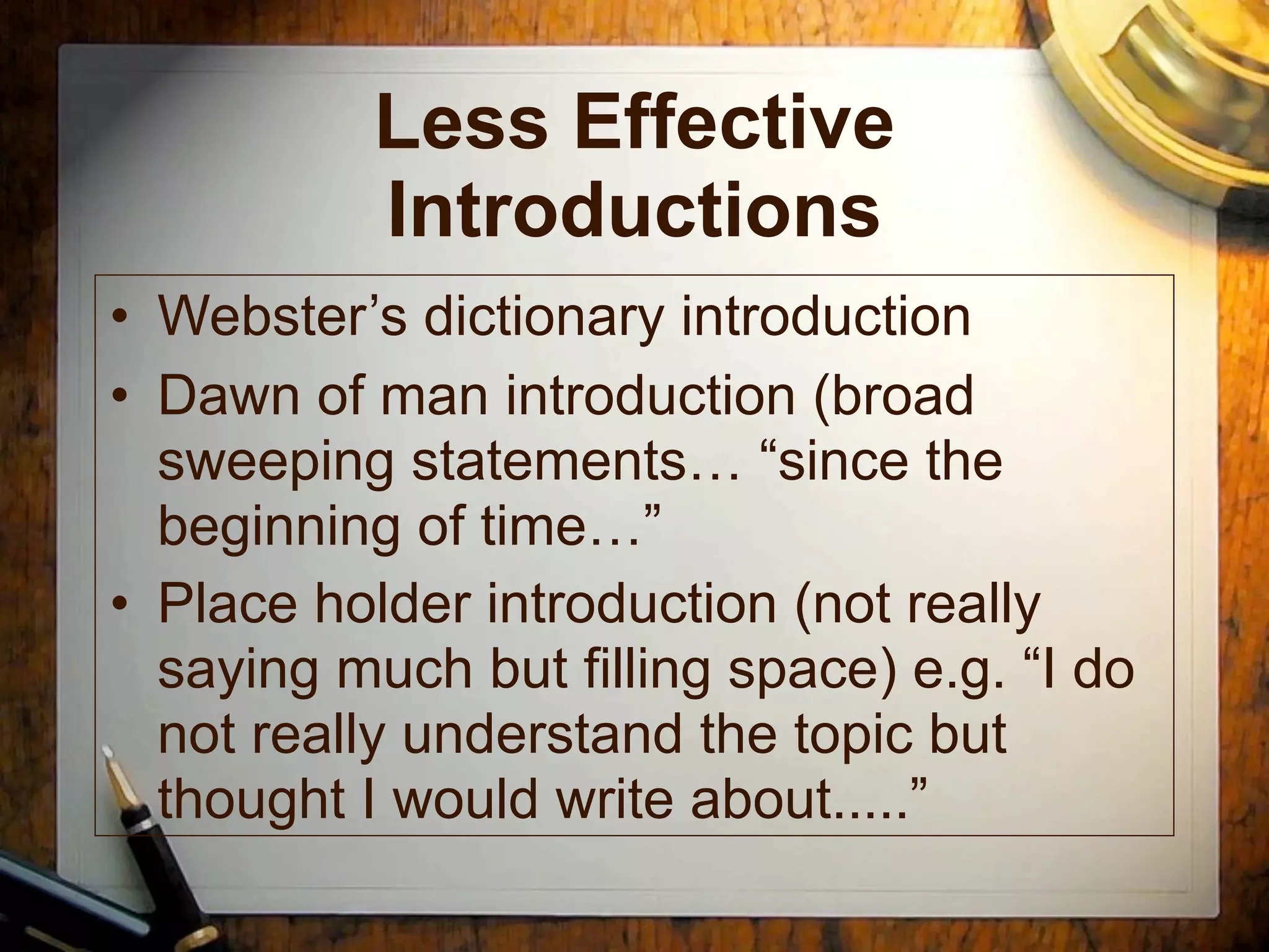 Introductions thesisstatements | KEY | Education