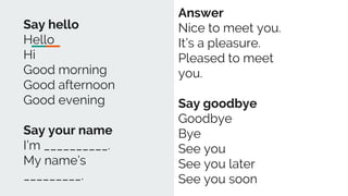 Introductions vocabulary | PPT