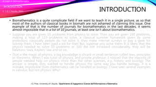 A Crash course in biomathematics Introduction (technical details) | PPTX