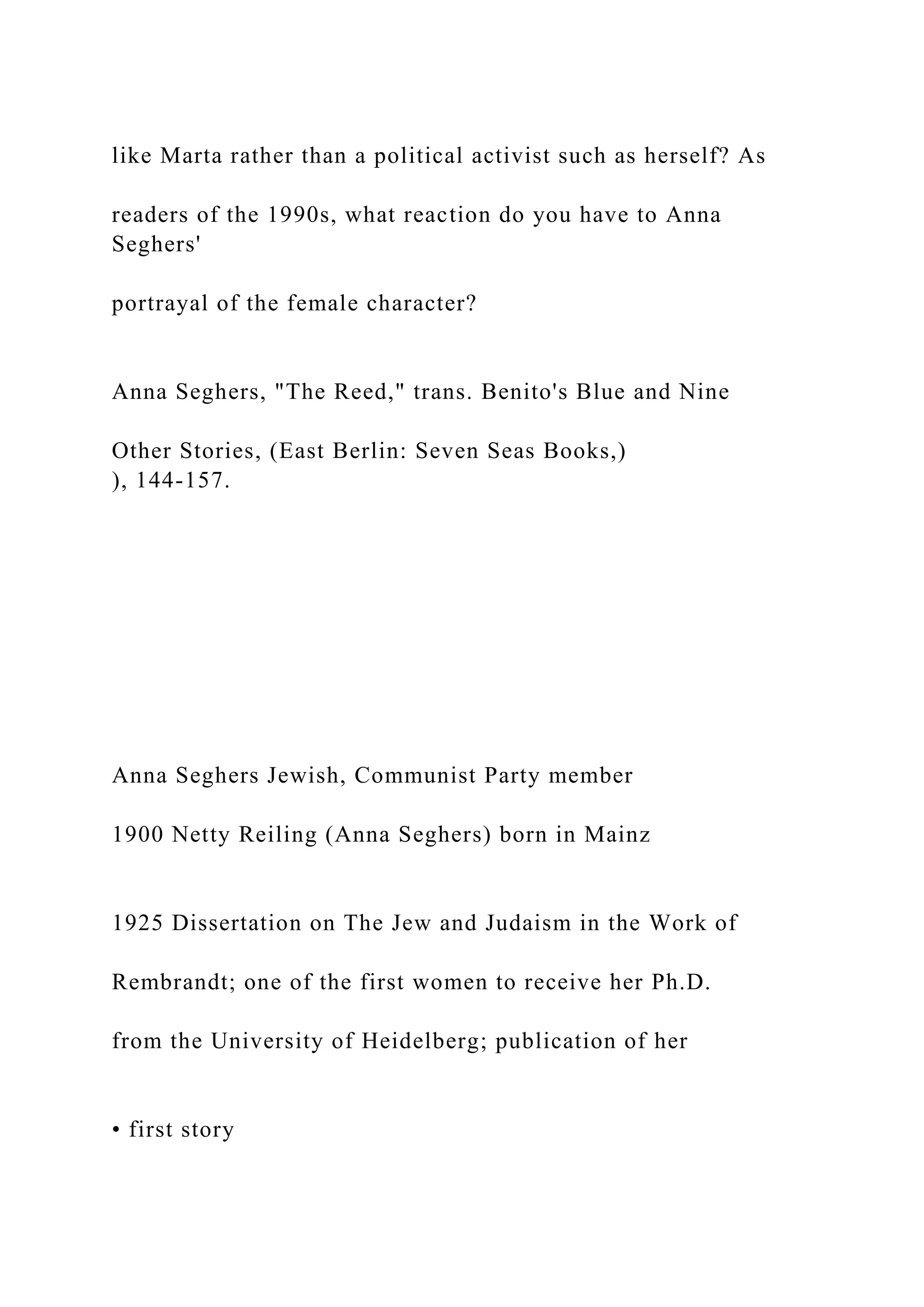 Introduction The Reed Anna Seghers, East Germany, 19.docx