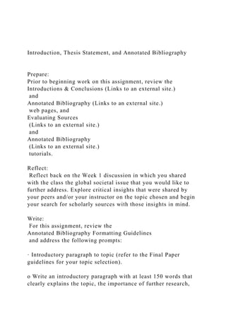 Introduction, Thesis Statement, and Annotated Bibliography.docx