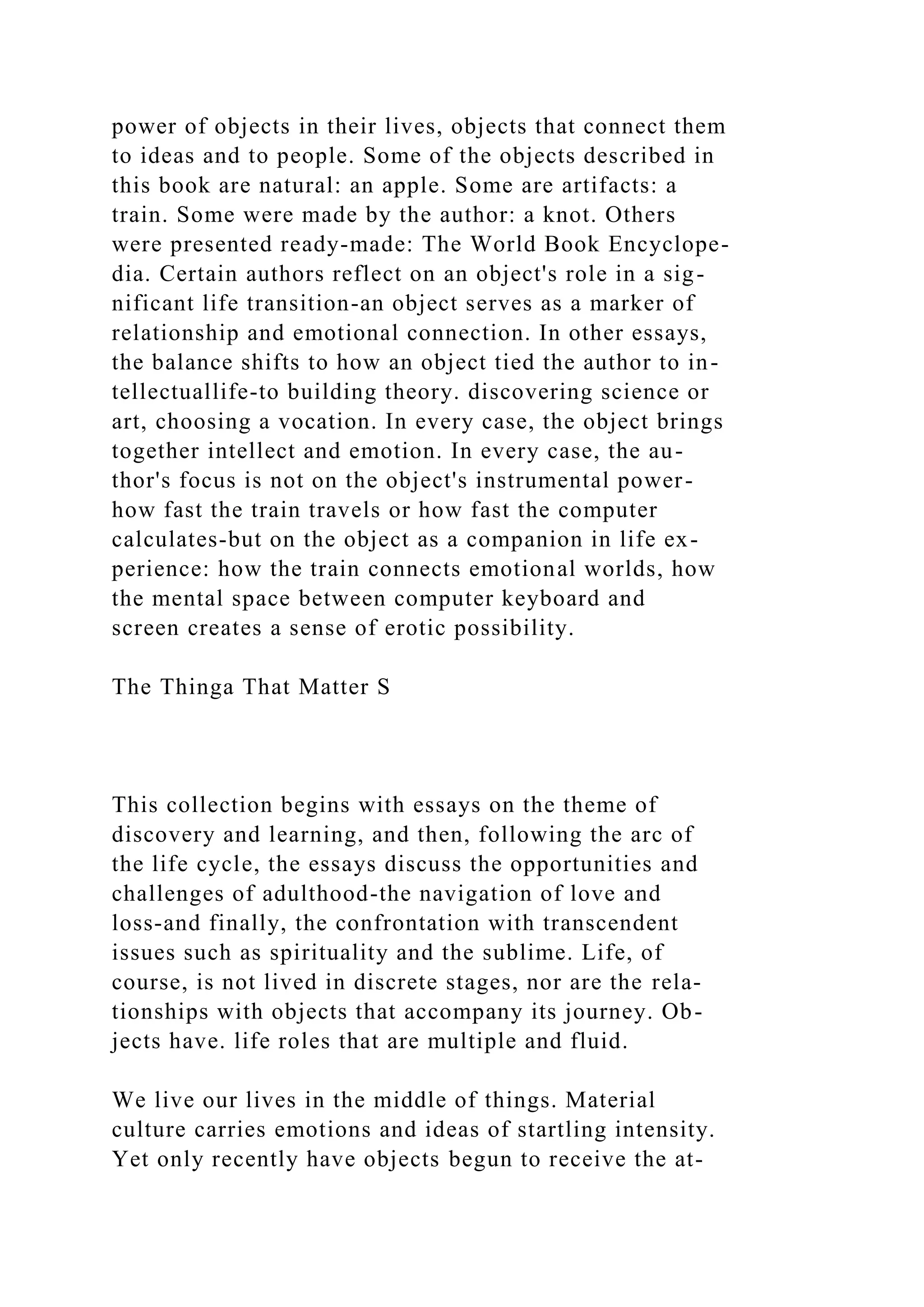 INTRODUCTION THE THINGSTHAT MATTERSherry TurkleI gr.docx