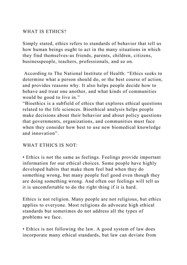 INTRODUCTION THINKING ETHICALLY A Framework for Moral Decisio.docx