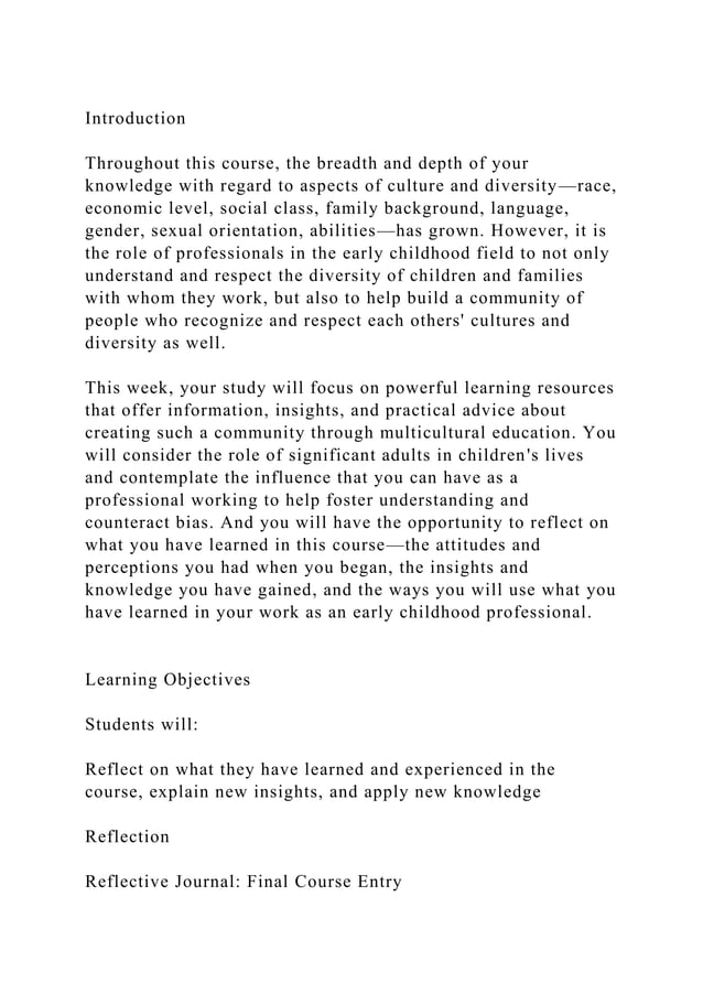 IntroductionThroughout this course, the breadth and depth of you.docx