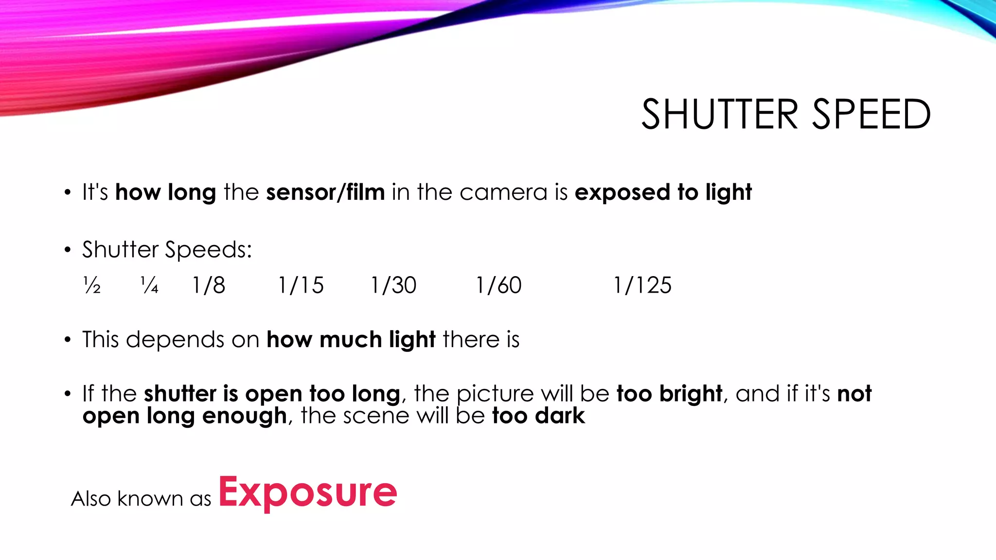 Aperture, Shutter Speed and Depth of Field | PPT