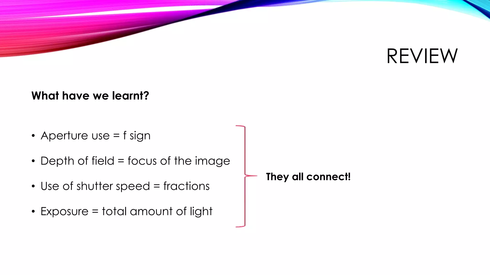 Aperture, Shutter Speed and Depth of Field | PPT