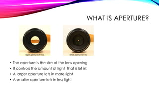 Aperture, Shutter Speed and Depth of Field | PPTX