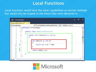Introduction to C# 6.0 and 7.0 | PPT