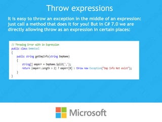 Introduction to C# 6.0 and 7.0 | PPT