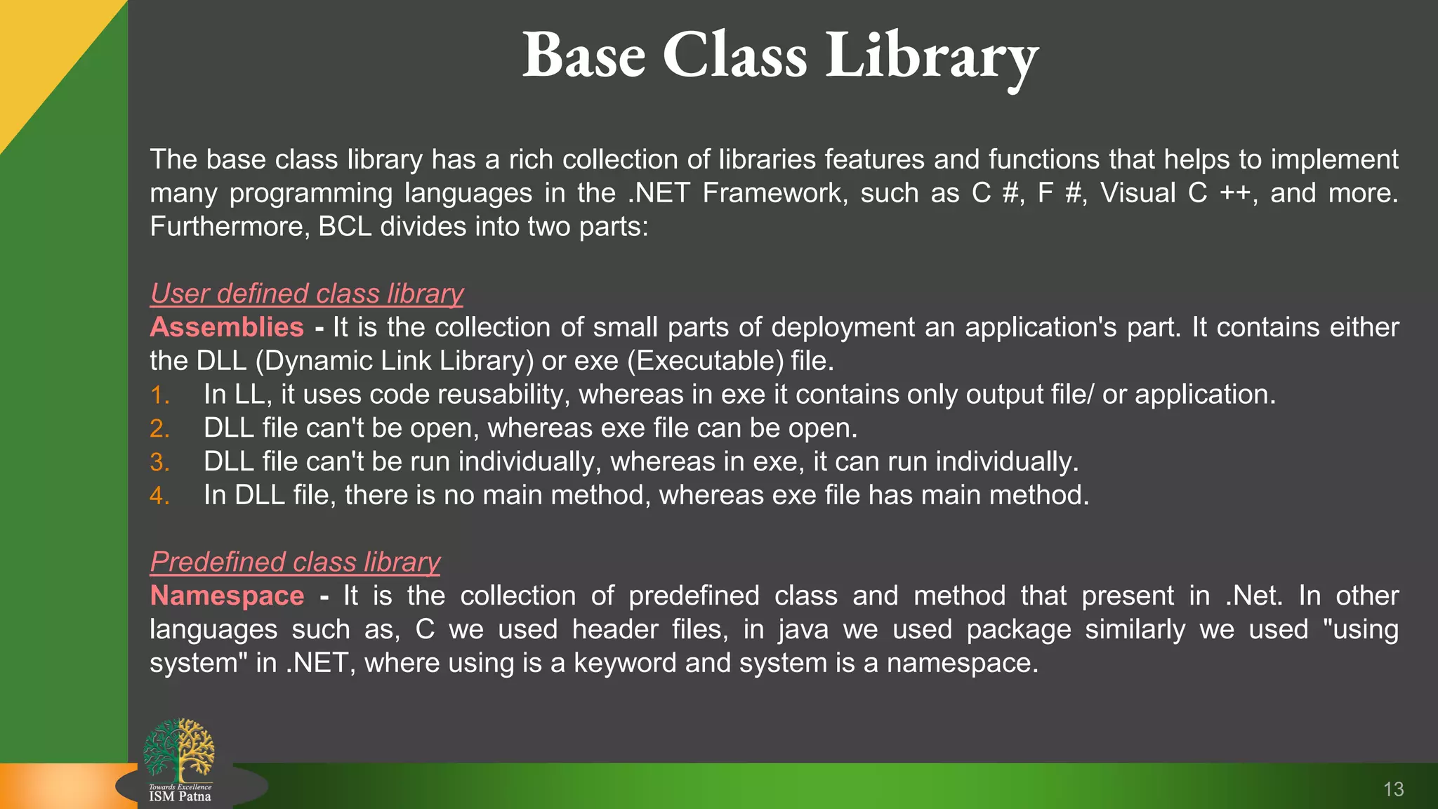 Introduction to .net | PPTX