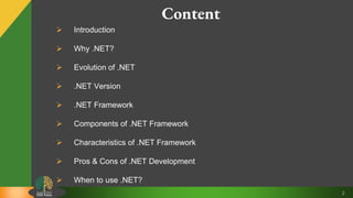 Introduction to .net | PPTX