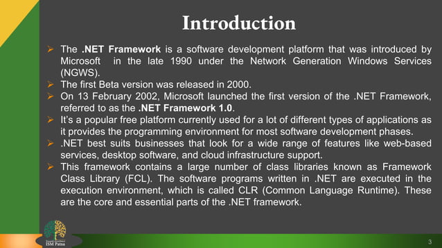 Introduction to .net | PPTX
