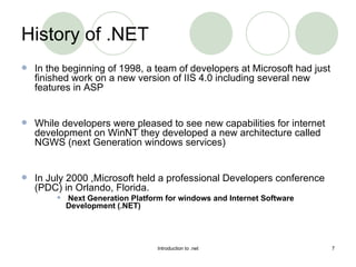 Introduction to .net