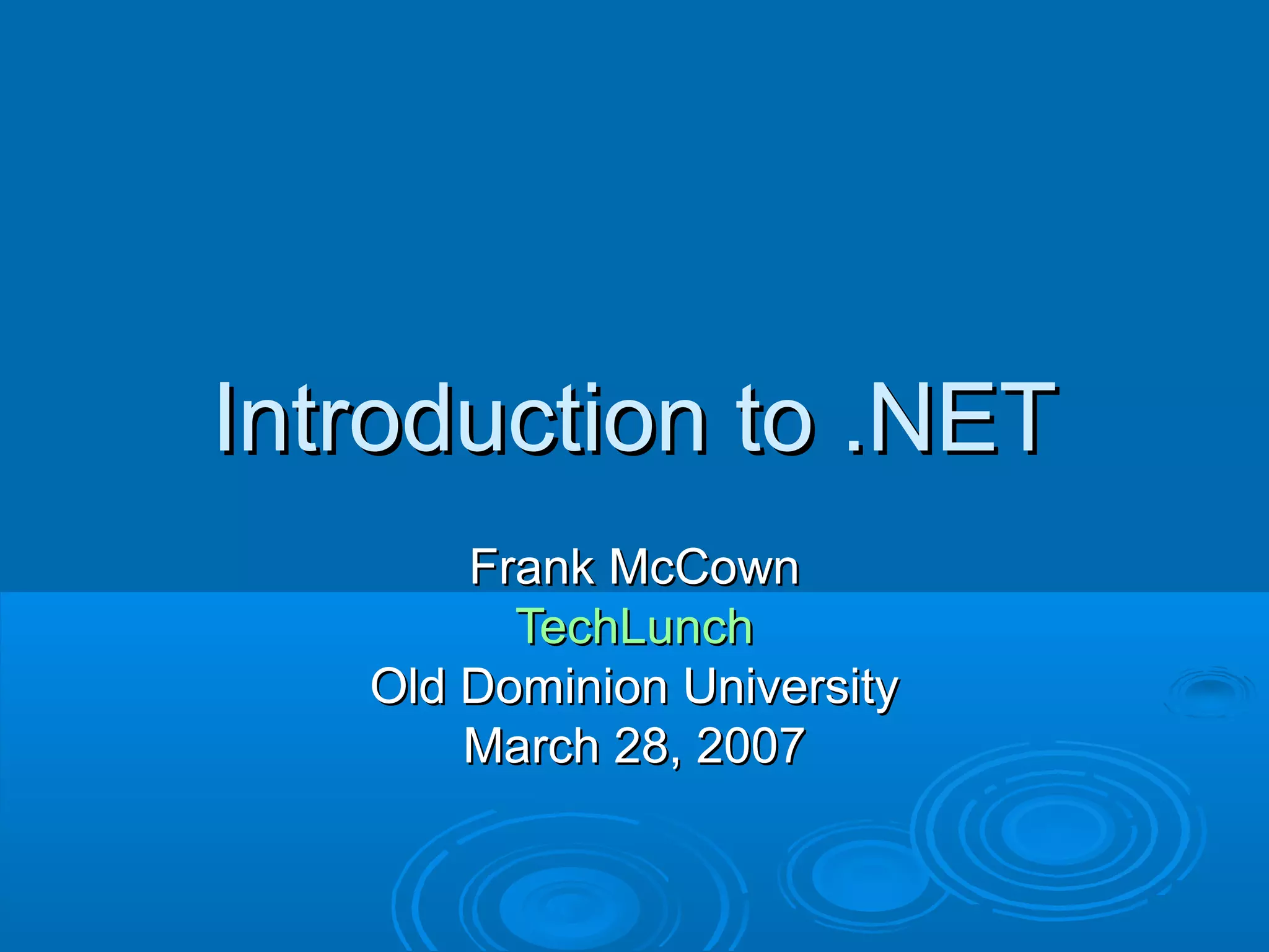Introduction to .net