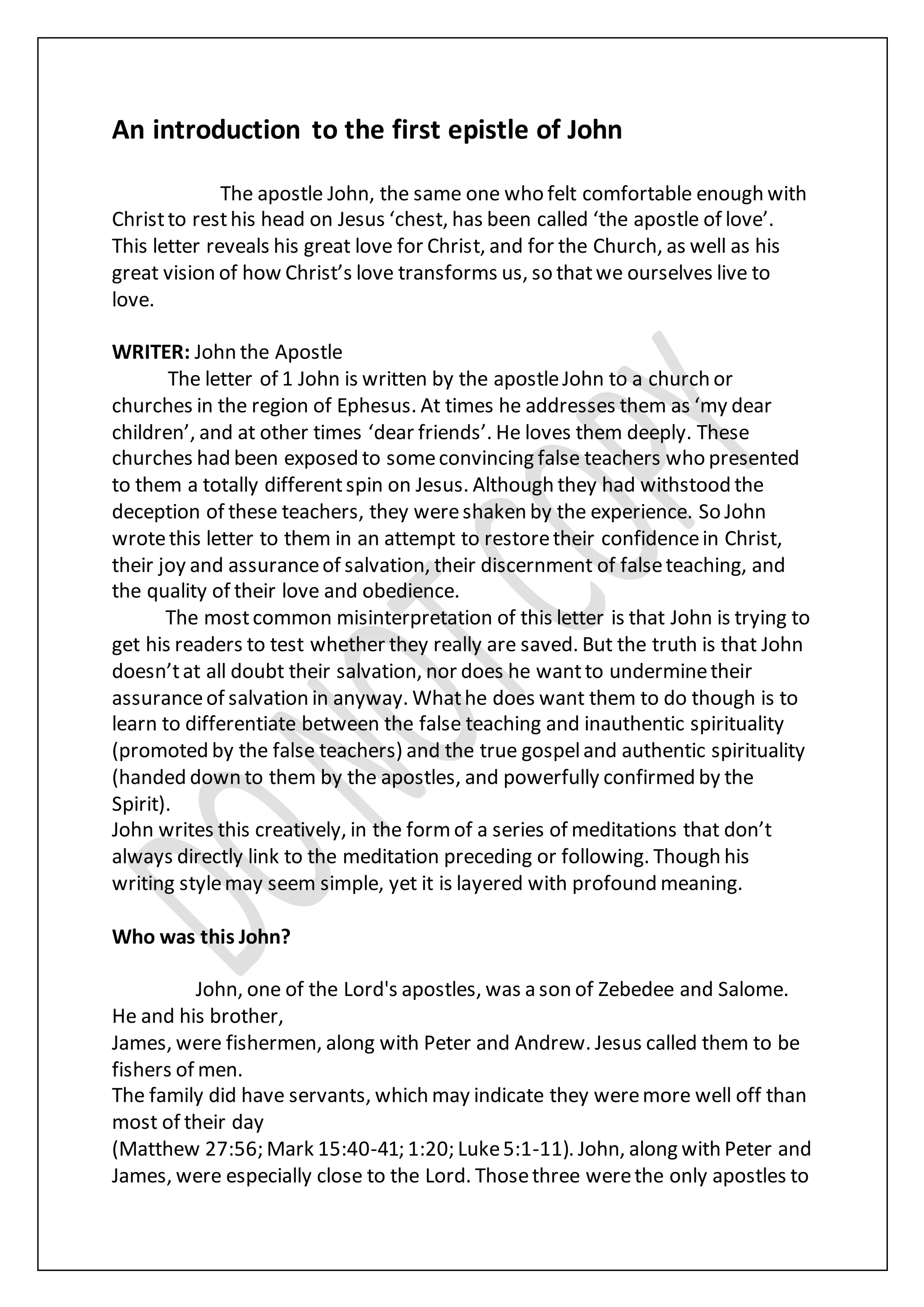 Introduction to 1 john | PDF