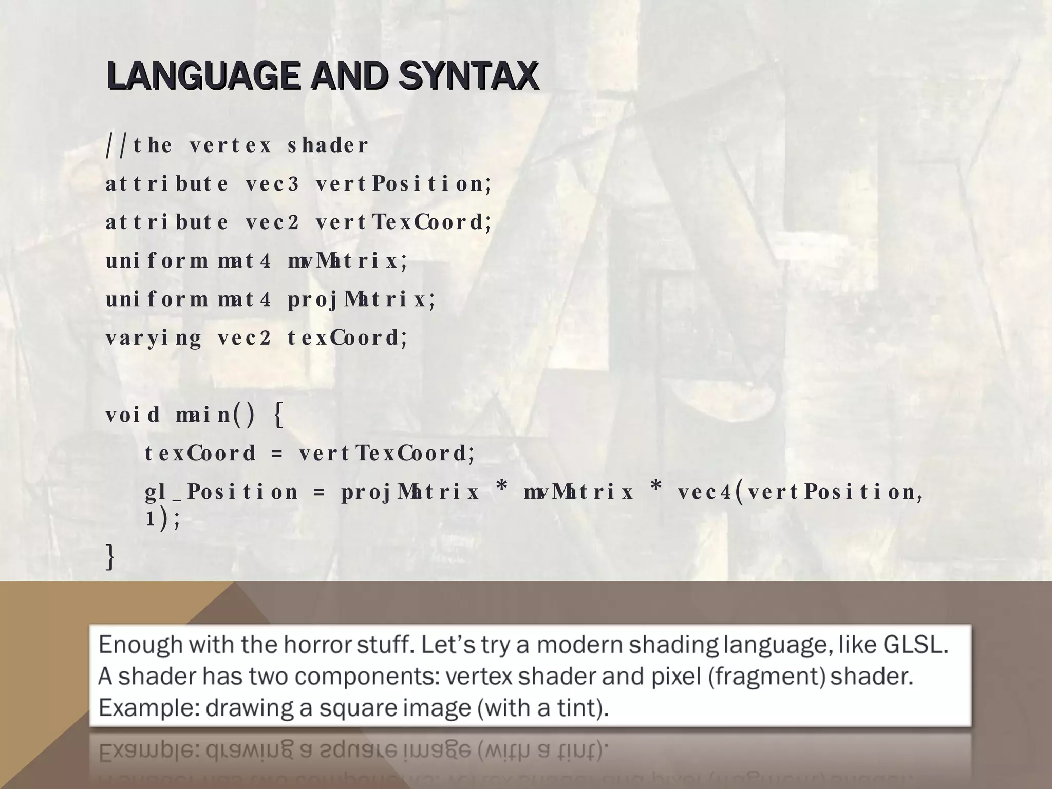 Introduction to 3D and shaders | PPT