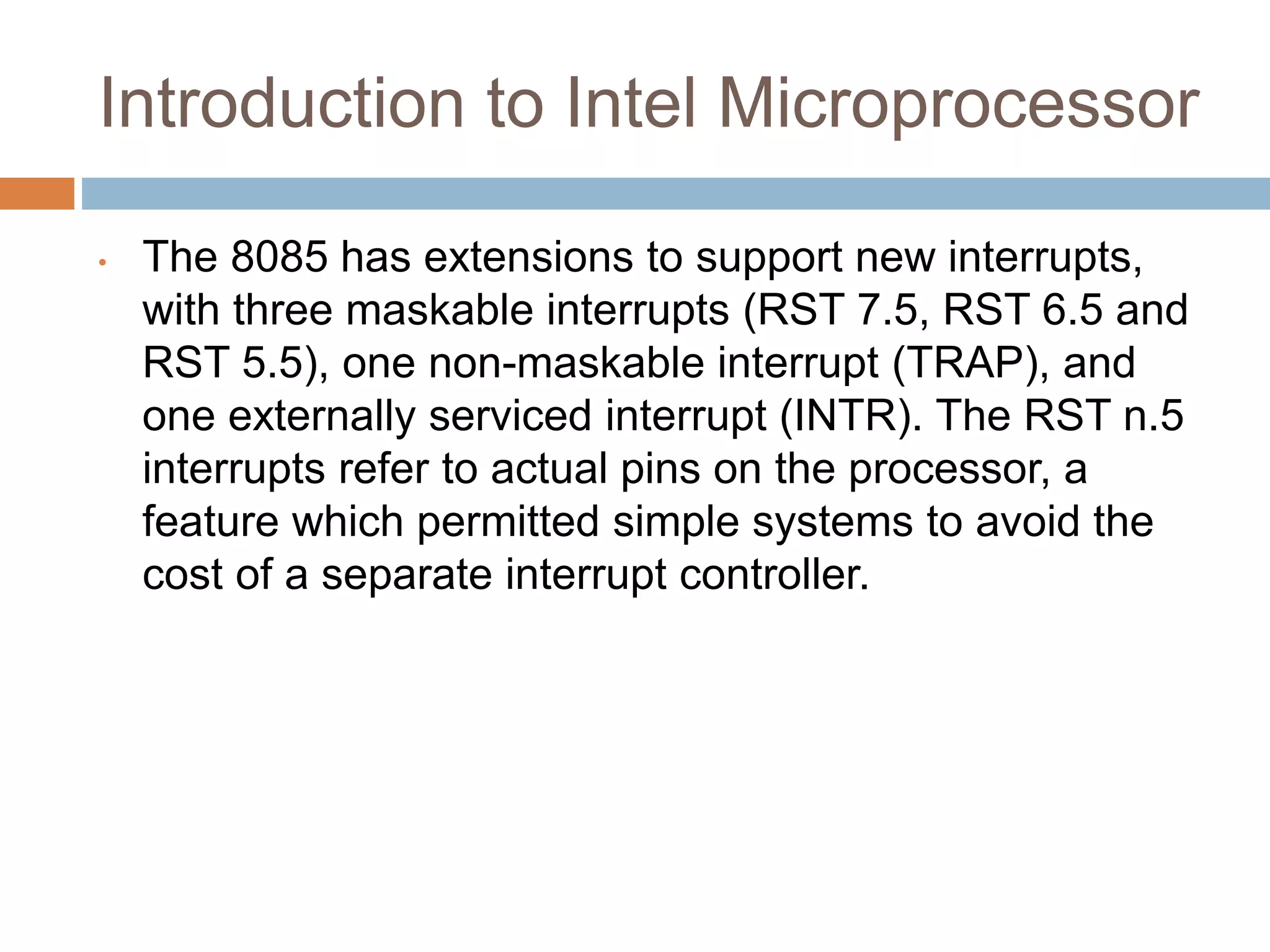 Introduction to 8085 microprocessor | PPTX Introduction to 8085 microprocessor | PPTX