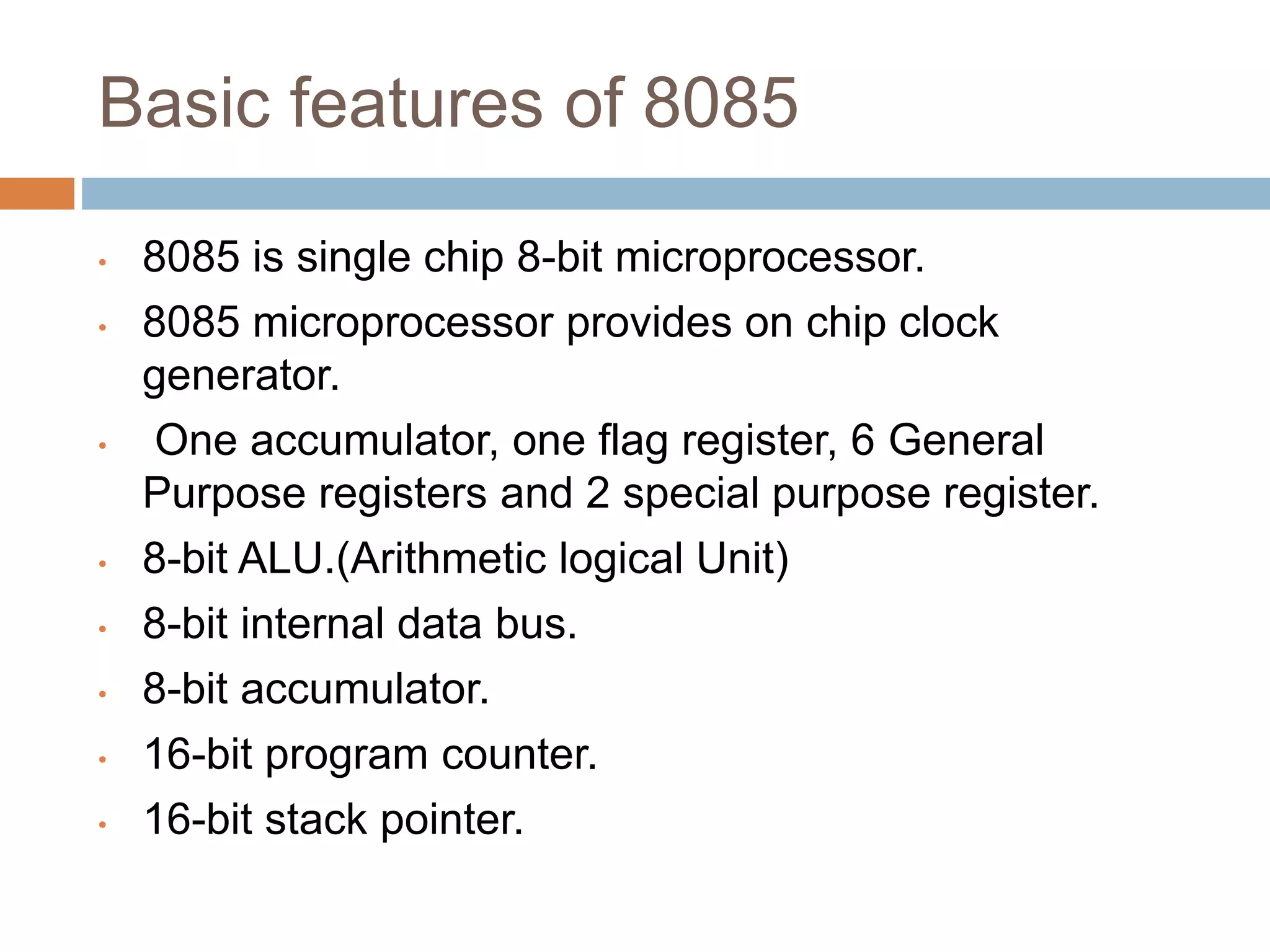 Introduction to 8085 microprocessor | PPTX Introduction to 8085 microprocessor | PPTX