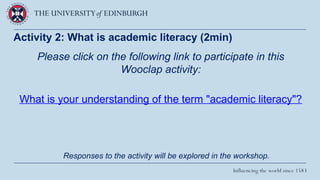 Workshop: Introduction to Academic Literacy | PPTX