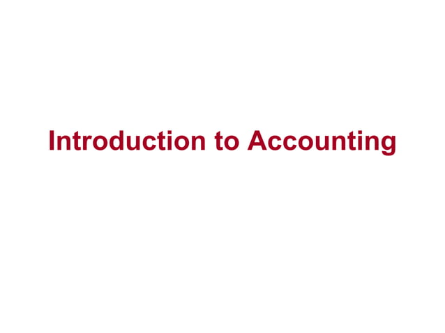 Introduction to accounting | PPT