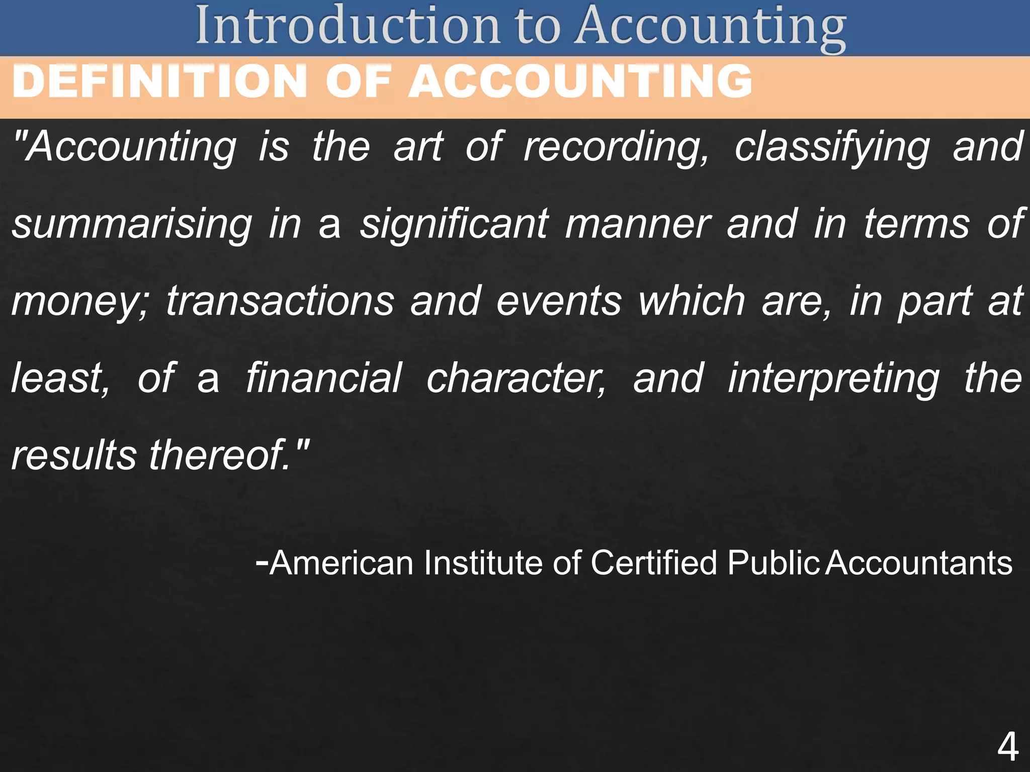 Introduction to Accounting- class 11 | PPTX