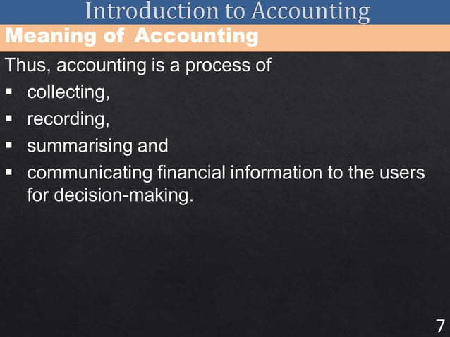 Introduction to Accounting- class 11 | PPTX