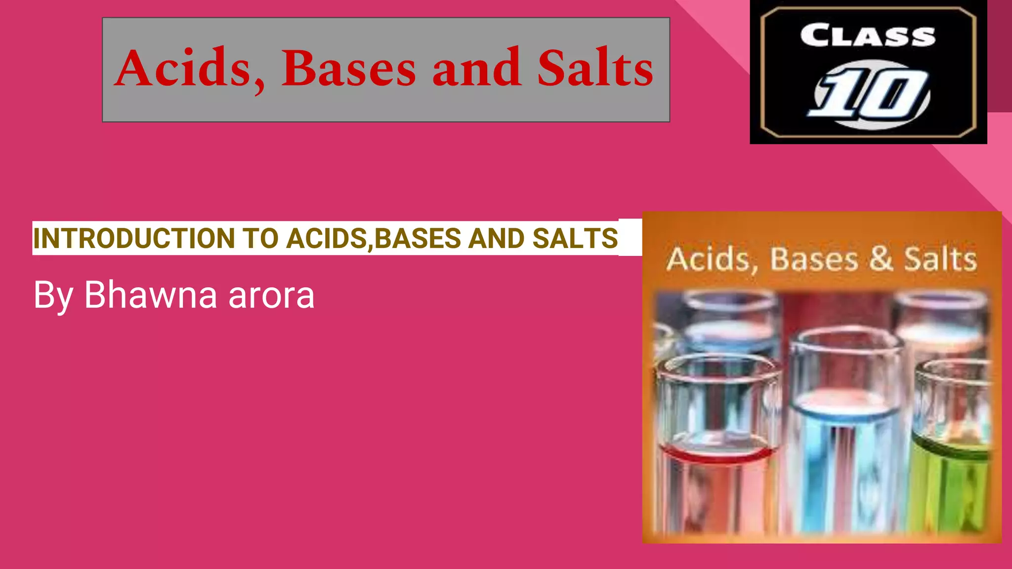 Introduction to acids,bases and salts | PPTX | Chemistry | Science