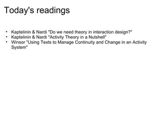 Introduction to Activity Theory in HCI | PPT